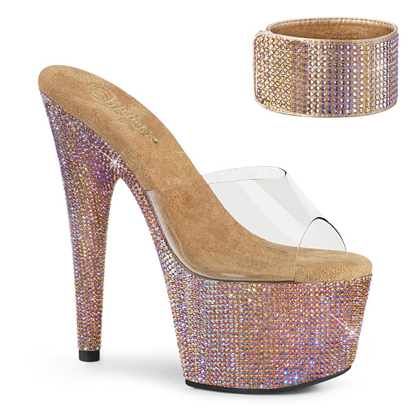 Rhinestone Encrusted Platform Slide w/ Removable Cuff