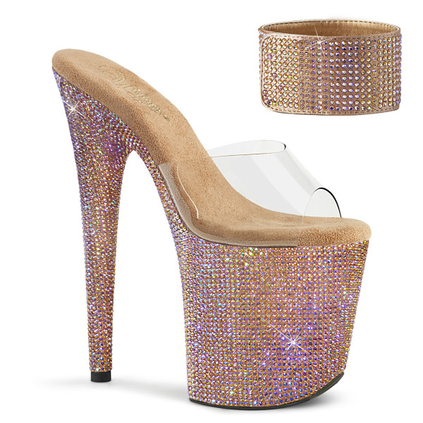 8" Rhinestone Encrusted Platform Slide w/ Removable Cuff