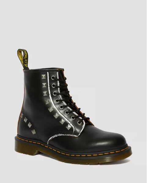 1460 Black Stud 8i Combat Lace Up Boots - Nuclear Waste