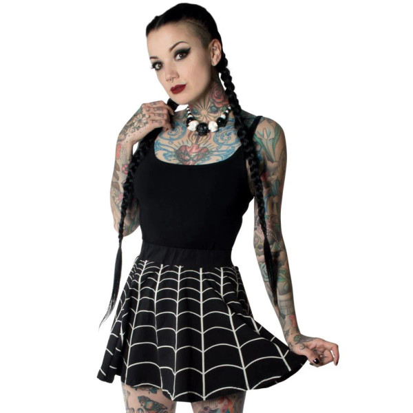 Spiderweb White Skater Skirt - Nuclear Waste