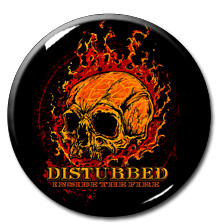 Disturbed - Flaming Skull 1.5" Pin - Nuclear Waste