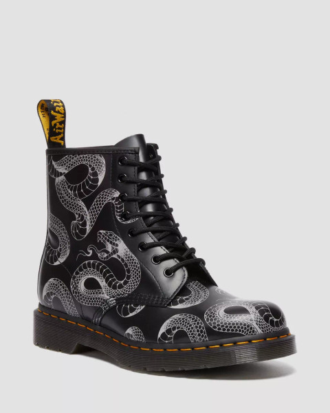 1460 Serpent Print Leather Lace Up Boots - Nuclear Waste