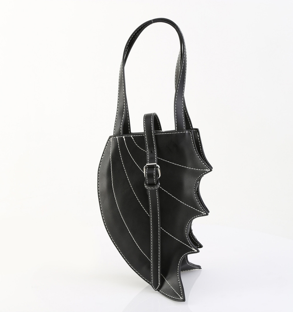 Black Vegan Leather Bat Wing Purse - Nuclear Waste