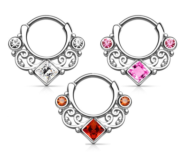 Lace Swirl Septum Clicker in Chrome