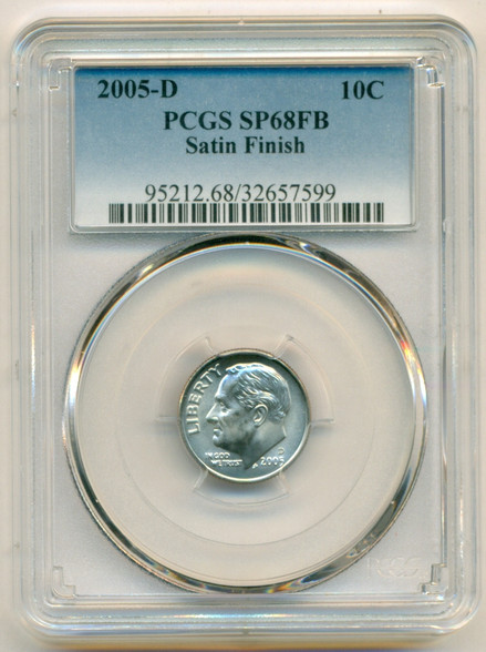 2005 D Roosevelt Dime Satin Finish SP68 FB PCGS - Talos Numismatics