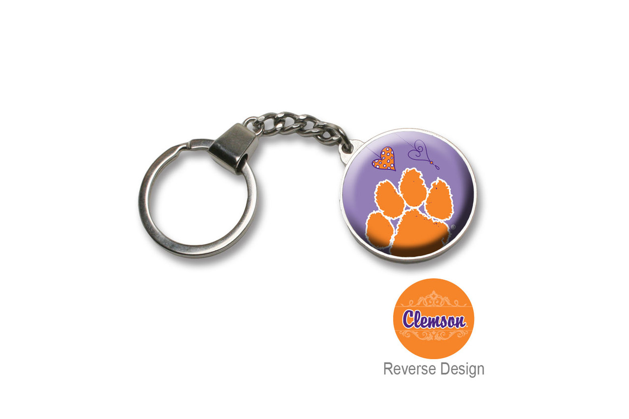 Clemson University Double Domed Keychain - Sunset Key Chains