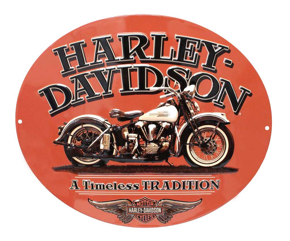 Harley-Davidson® Embossed Timeless Vintage Motorcycle Tin Sign, Orange ...