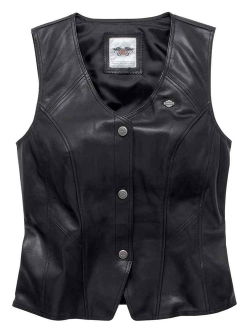 Harley-Davidson® Women's Essentials Leather Riding Vest, Black. 98093 ...