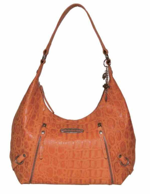 Harley Davidson Womens Orange Hammered Croco Hobo Bag Purse HC7929L-ORG ...