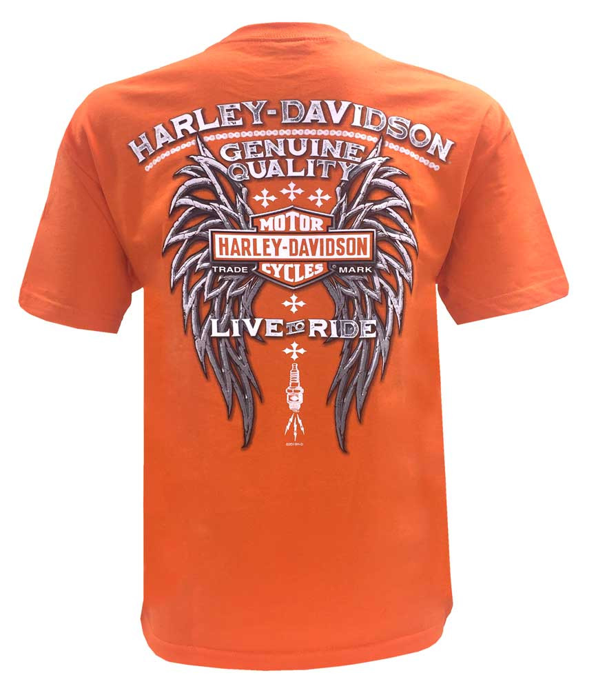 Harley-Davidson® Men's Bleed Orange Winged B&S Short Sleeve T-Shirt, Orange - Wisconsin Harley ...