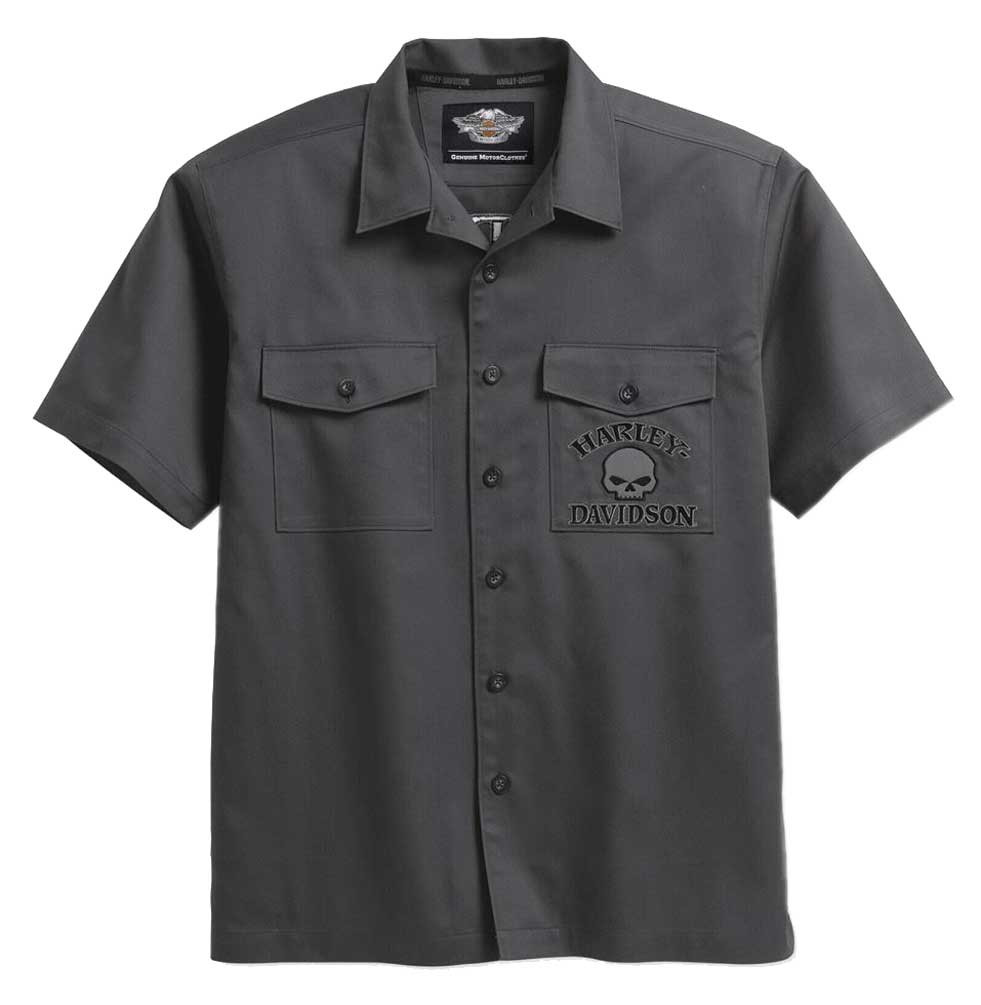 Harley-Davidson® Men's Willie G Skull Short Sleeve Garage Shirt, Gray 99028-17VM - Wisconsin ...