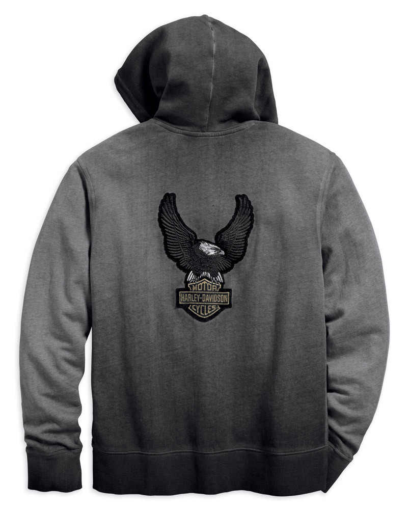 Harley-Davidson® Men's Felt Applique Slim Fit Zippered Hoodie, Black ...