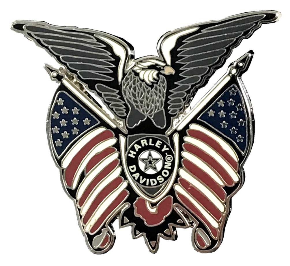 Harley-Davidson® Upright Eagle & Flags Metal Emblem Pin, Red White Blue ...