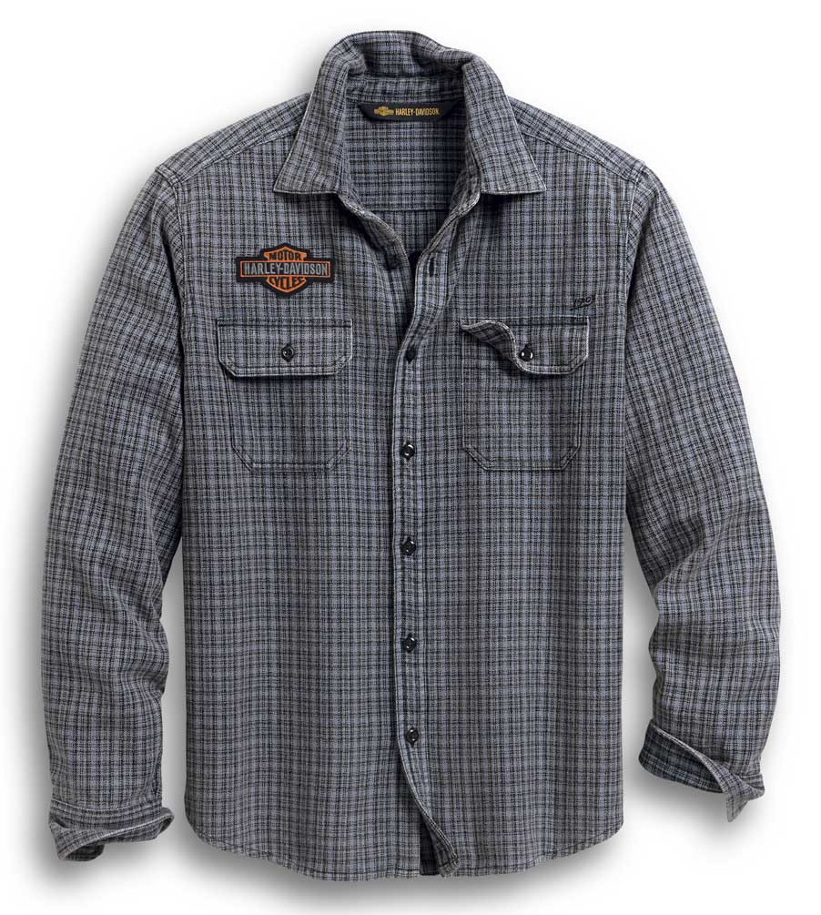 Harley-Davidson® Men's H-D Plaid Slim Long Sleeve Woven Shirt - Gray ...
