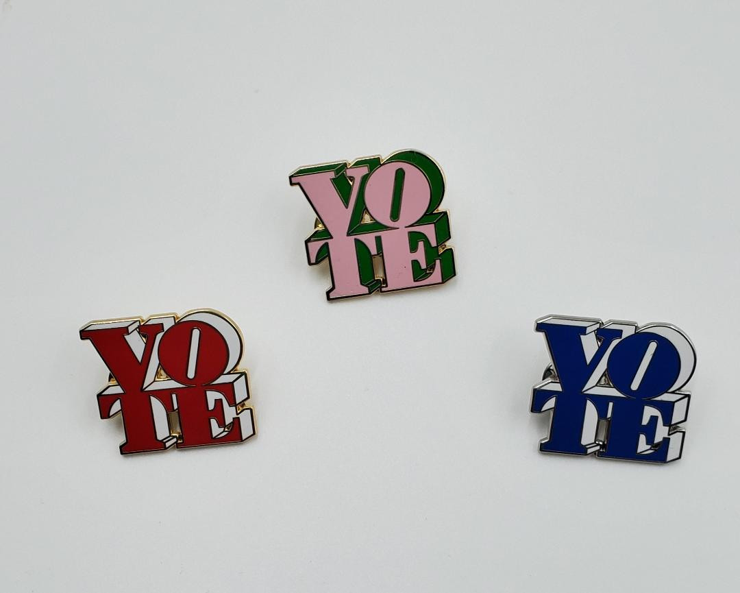 Vote Pin - Blue & White